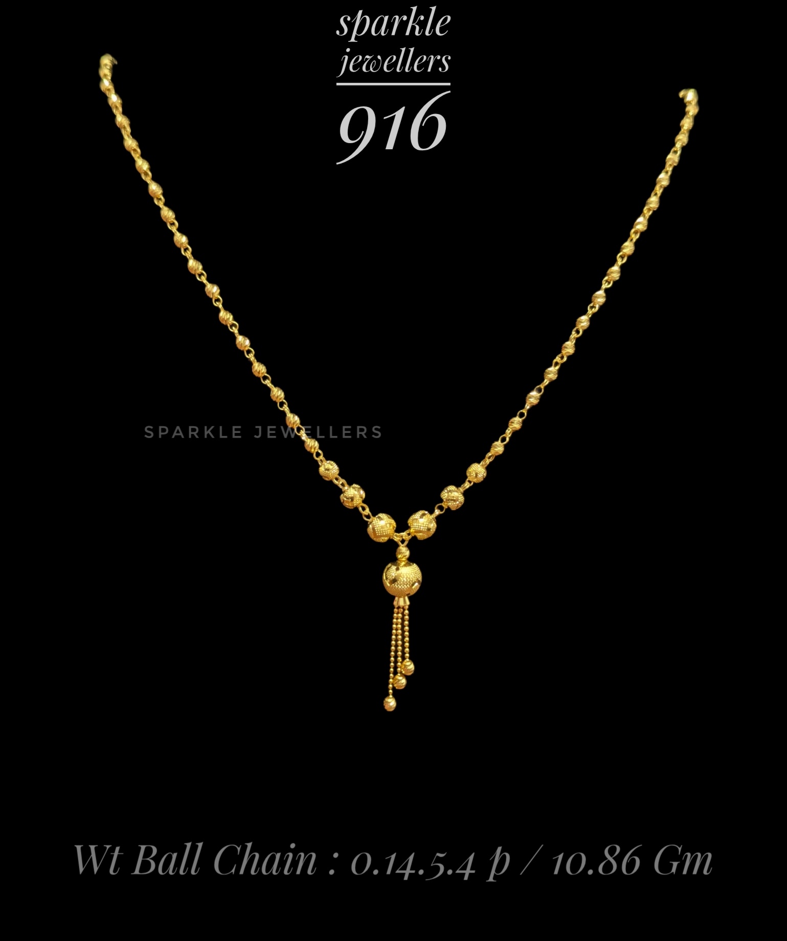22k Golden Sphere Chain | Sparkle Jewellers
